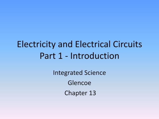 Electricity and Circuits for Grade 9 students | PPT