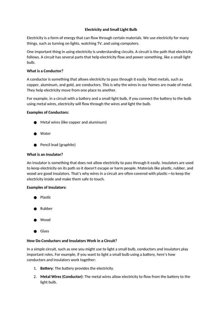 PPT Electric Circuits, Science for grade 5 | PPTX