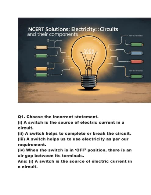 Electricity and Circuits Class 6 | PPTX
