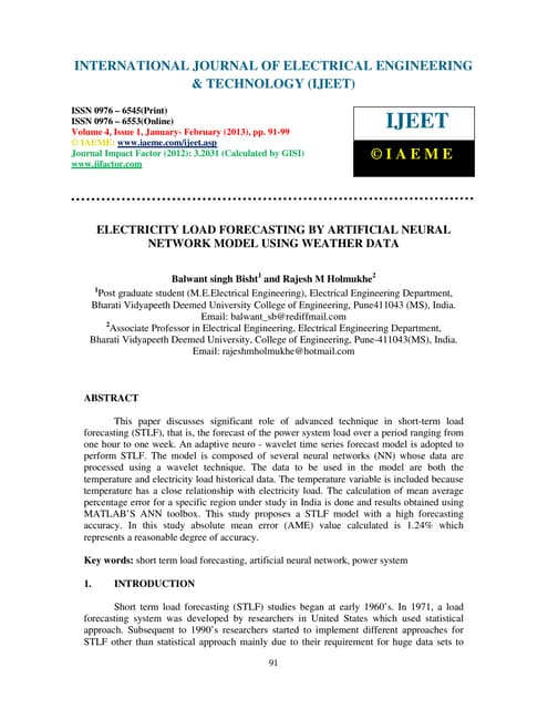 Short Term Load Forecasting Based On Neural Network And Local 5337