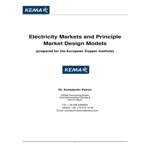 Electricity Markets and Principle Market Design Models | PDF