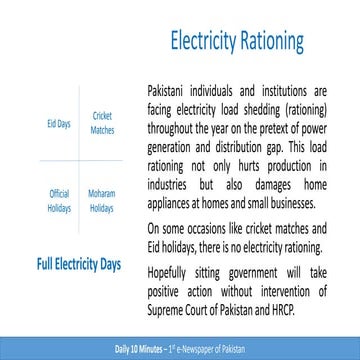 Electricity Rationing | PPTX | Gas and Electric | Home Utilities