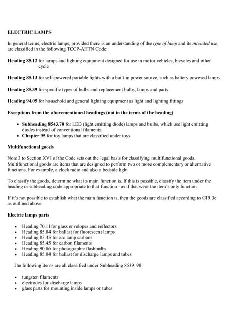Subheading and dashes tariff classification | PPT