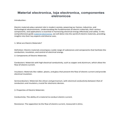electric material.pdf | Consumer Electronics | Technology & Computing
