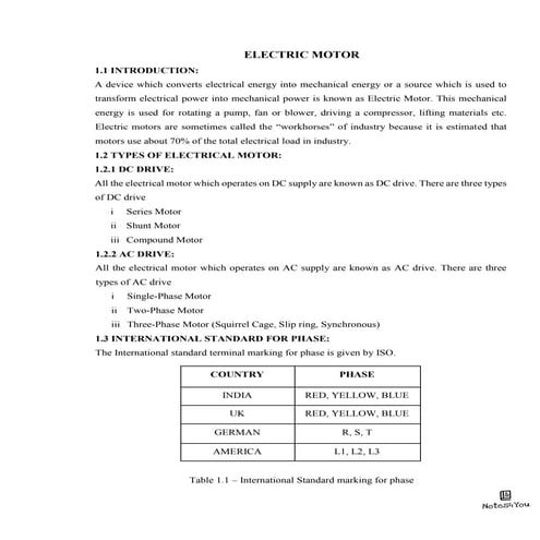 Electric motor, International Standard for Phase, Motor terminal ...
