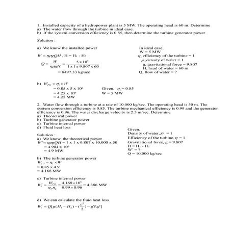 Electric power generation excercises | PDF