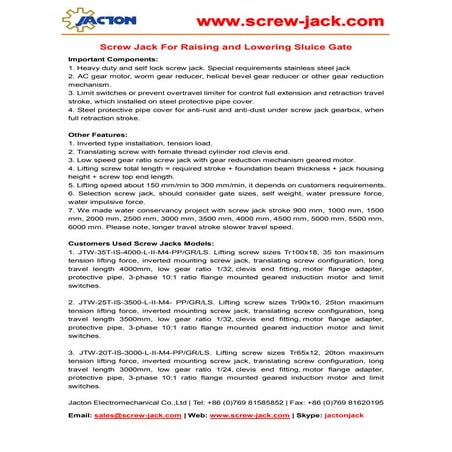 Electric screw lift gate, hydro gates screw jacks, screw jack gate lift ...