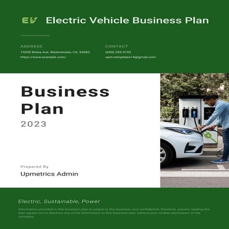 Electric Vehicle Business Plan Example | Upmetrics | PDF
