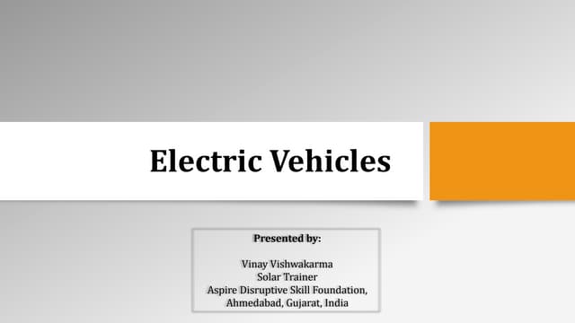 Presentation on Electric Vehicles | PPTX