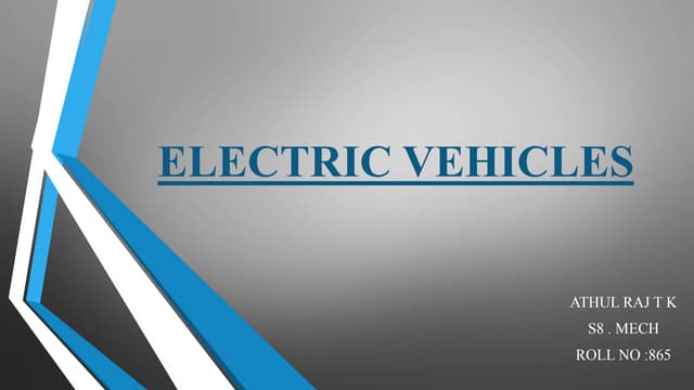 Presentation on Electric Vehicles | PPTX