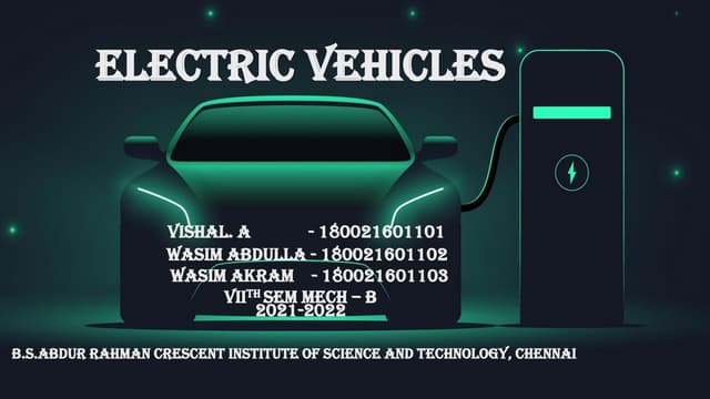 Electric Vehicle ppt | PPTX