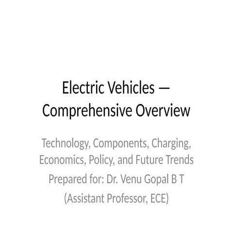 Top 75 Electric Vehicle Research Project Ideas | PPTX
