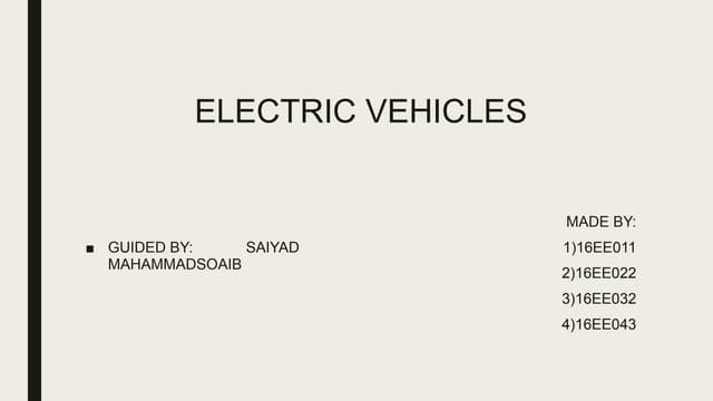 Presentation on Electric Vehicles | PPTX