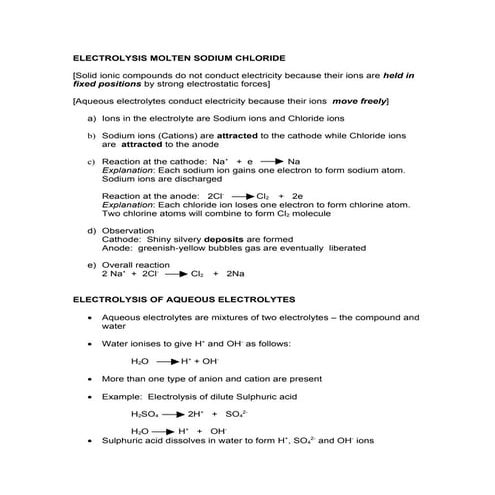 Electrolysis molten sodium chloride | DOC