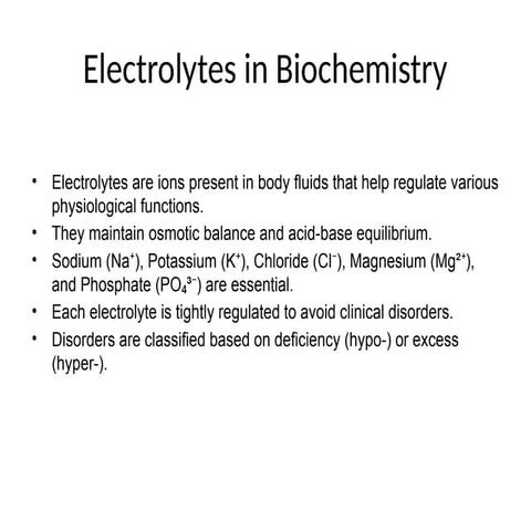 Major intra and extracellular electrolytes | PDF