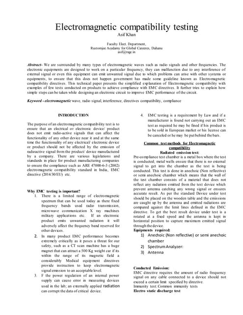 Key Components and Test Equipment for EMI EMC Testing | PDF