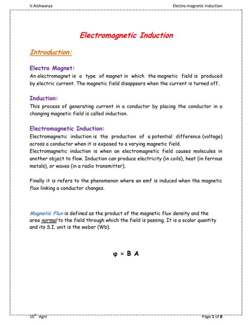 Physics Investigatory Electromagnetic Induction Class Xii Pdf