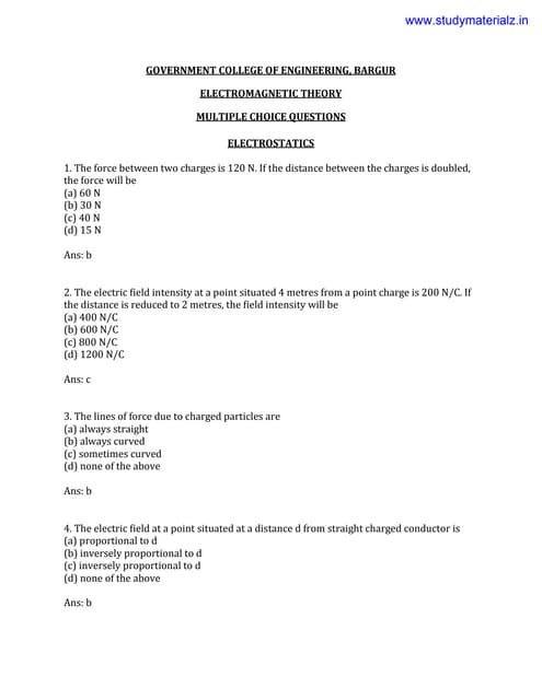 Electrical Circuits Objective Type Questions - Mathan | PDF