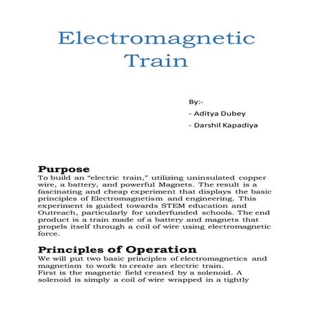 Magnetic Levitation Train Science Fair Project