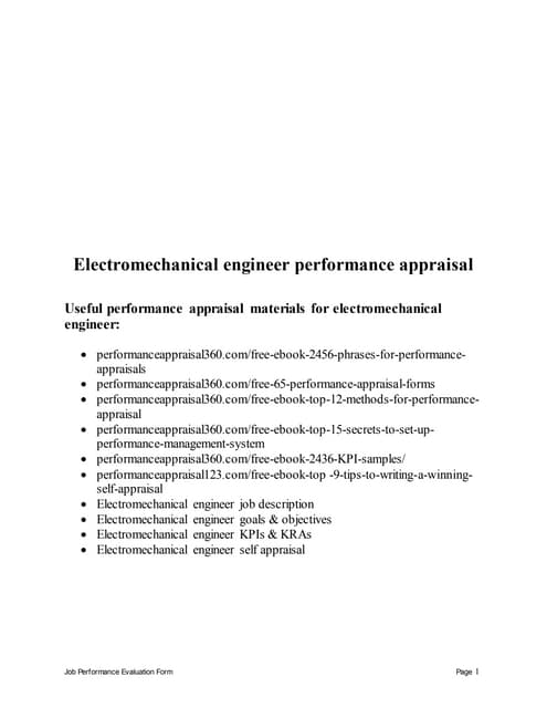 Electrical engineer performance appraisal | DOCX