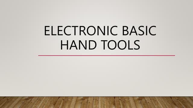 Basic tools and instruments in electronics | PPTX