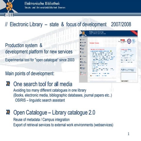 Electronic Library Bremen – state & focus of development | PPS