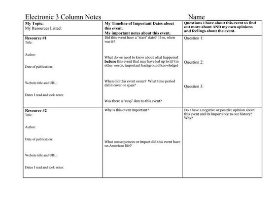 Electronic 3 column notes for units 5, 6, & 7 person | PPT