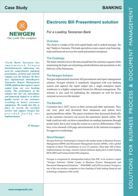 E-Statement Solution using Newgen’s Omni Output Management Suite (O2MS ...
