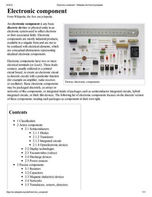 Electronic components ppt | PPTX | Physics | Science