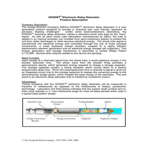 Electronic delay detonator | PDF