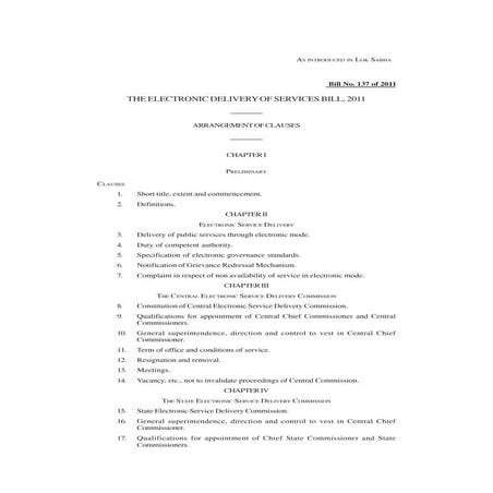 Electronic delivery of services bill 2011 | PDF