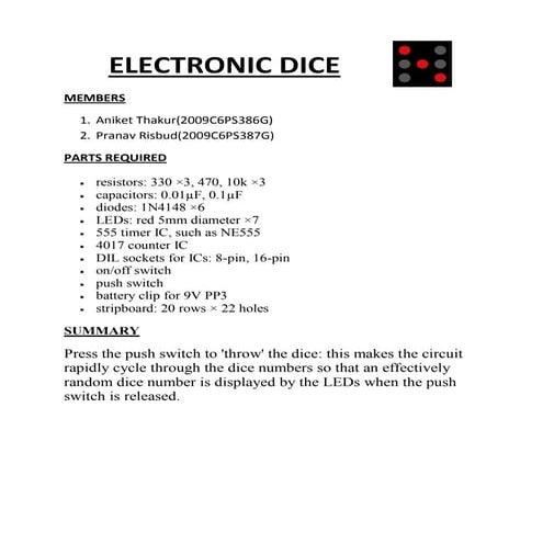 Electronic dice | PDF