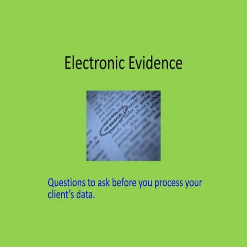 Electronic Evidence Questionnaire | PPT