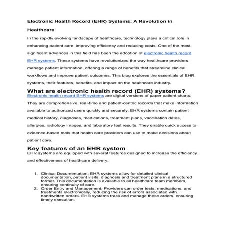 Electronic Health Record (EHR) Systems: A Revolution in Healthcare.docx