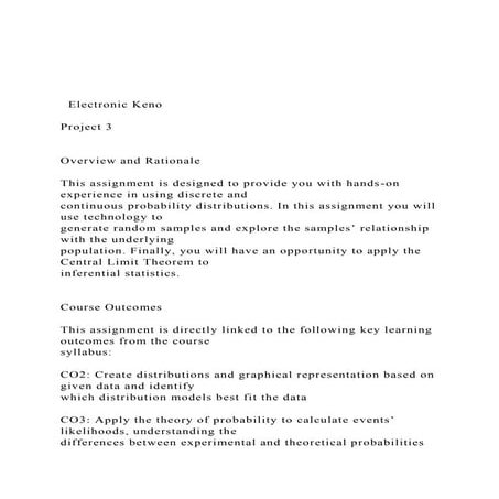Electronic Keno Project 3 Overview and Rationale.docx