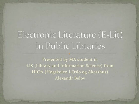 (Process-Intensive) Literature | PPT