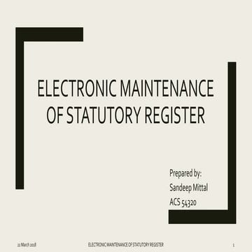 Electronic maintenance of Statutory Register under Companies Act, 2013 ...