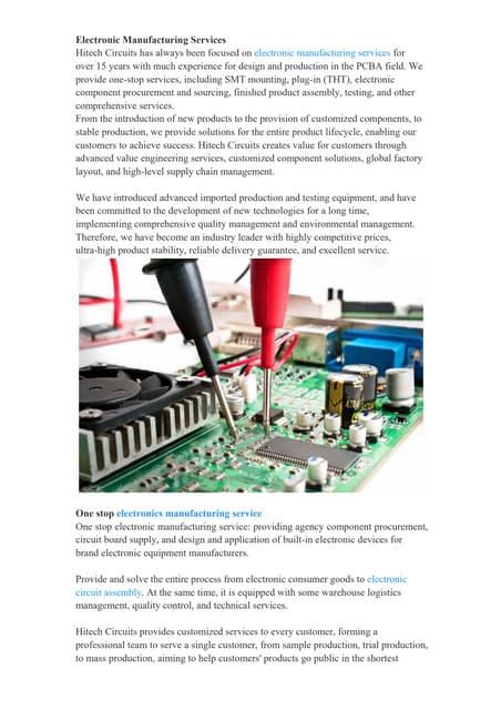 Pcb Assembly Prototypes Manufacturer Hitech Circuits Pdf