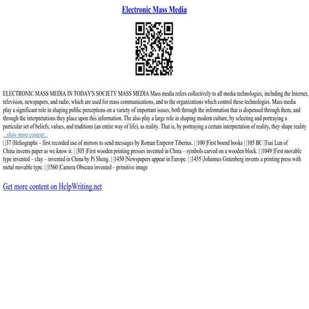 Electronic Mass Media | PDF