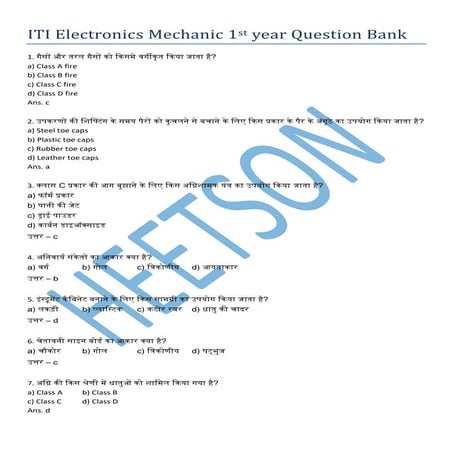 ITI Electronics Mechanic Theory Questions | PDF
