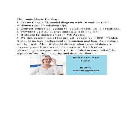 Electronic Music Database1. Create Chen’s ER model diagram with .docx