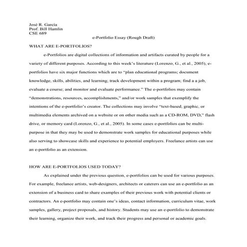 Electronic Portfolio Rough Draft | PDF