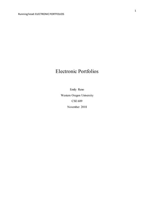 Introduction to Electronic Portfolios | PDF