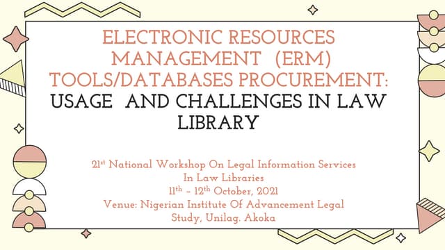 Electronic Resource Management in the library | PPTX