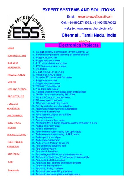 Electronics Projects List for Engineering Students | PPT