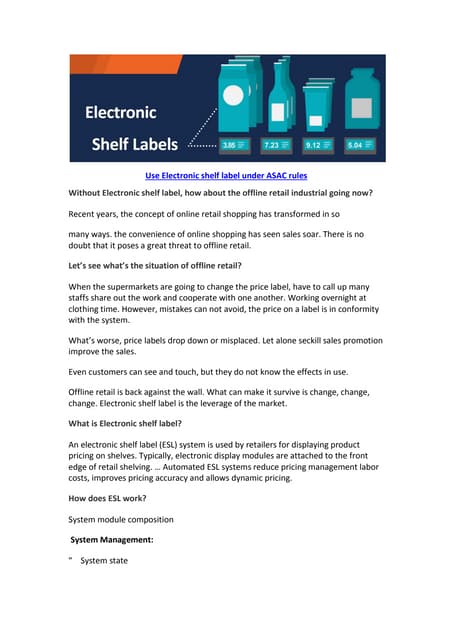 Applications of Electronic Shelf Edge Labels.pptx