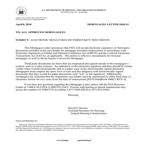 Electronic Signature Letter From Hud | PDF