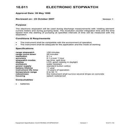 Electronic stopwatch | PDF