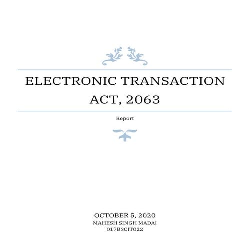 Electronic Transaction Act-2063[summary] | PDF
