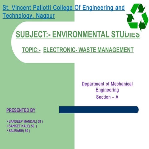 Electronic waste management | PPT